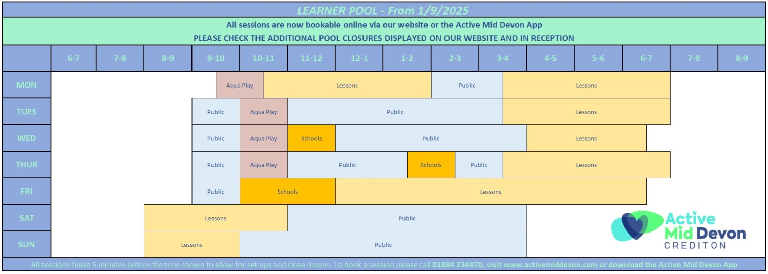 Active Crediton - Pool Timetable - Active Mid Devon