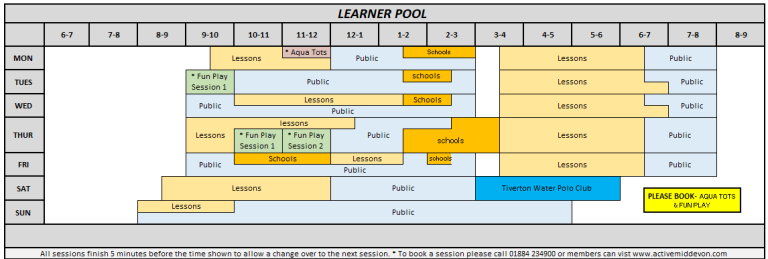 Active Tiverton - Pool Timetable - Active Mid Devon