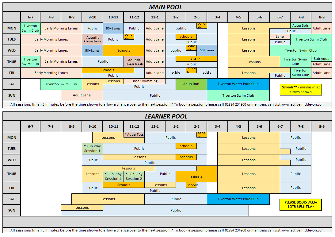 Active Tiverton - Pool Timetable - Active Mid Devon