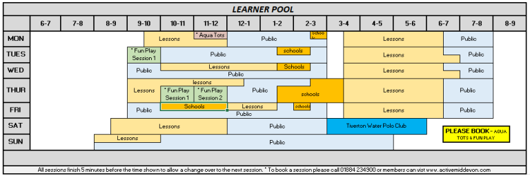 Active Tiverton - Pool Timetable - Active Mid Devon