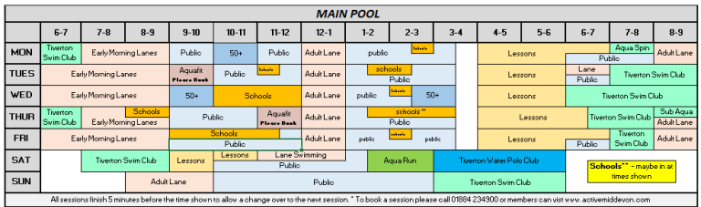 Active Tiverton - Pool Timetable - Active Mid Devon