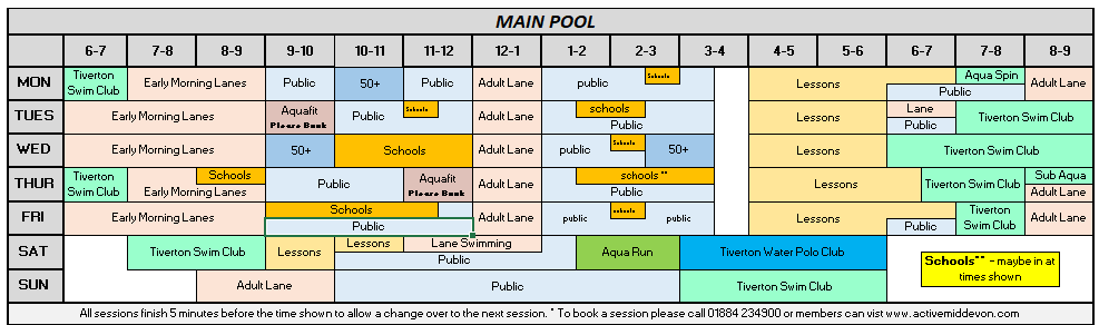 Active Tiverton - Pool Timetable - Active Mid Devon