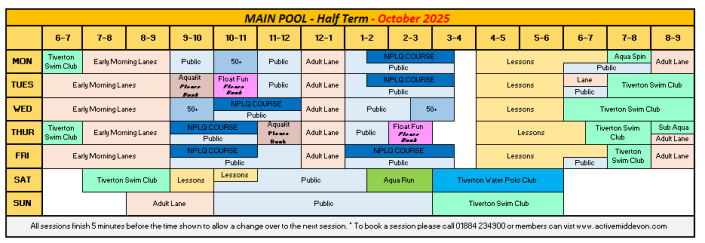 Active Tiverton - Pool Timetable - Active Mid Devon