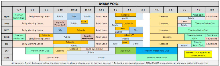 Active Tiverton - Pool Timetable - Active Mid Devon