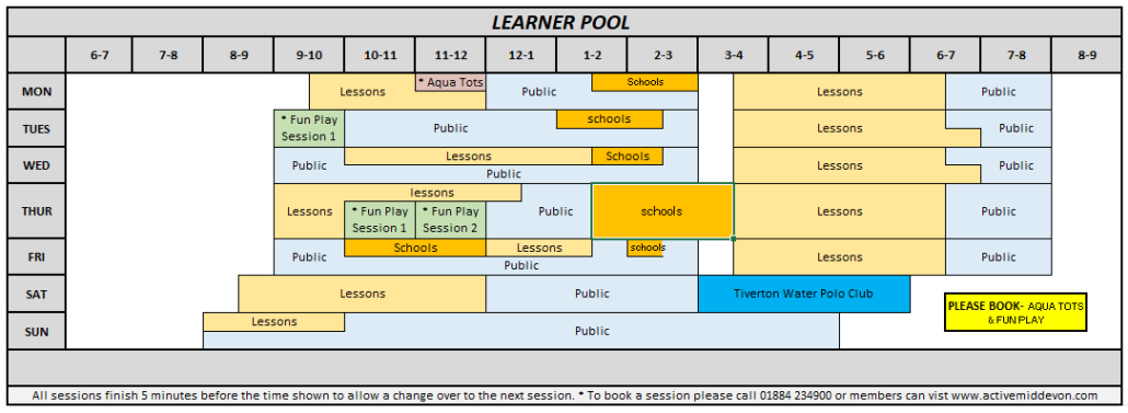 Active Tiverton - Pool Timetable - Active Mid Devon