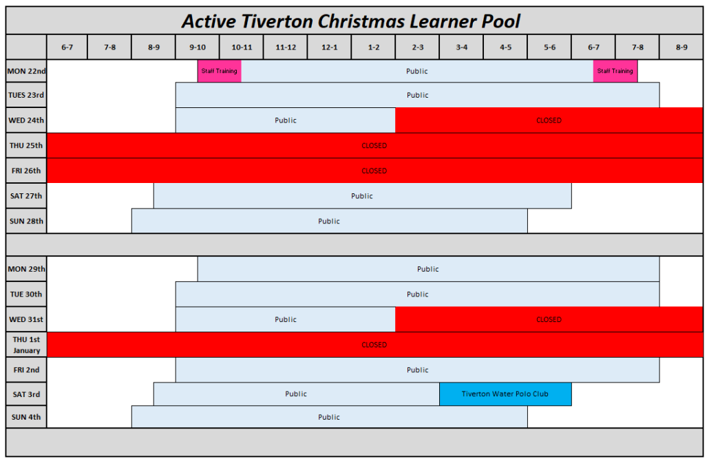 Active Tiverton - Pool Timetable - Active Mid Devon