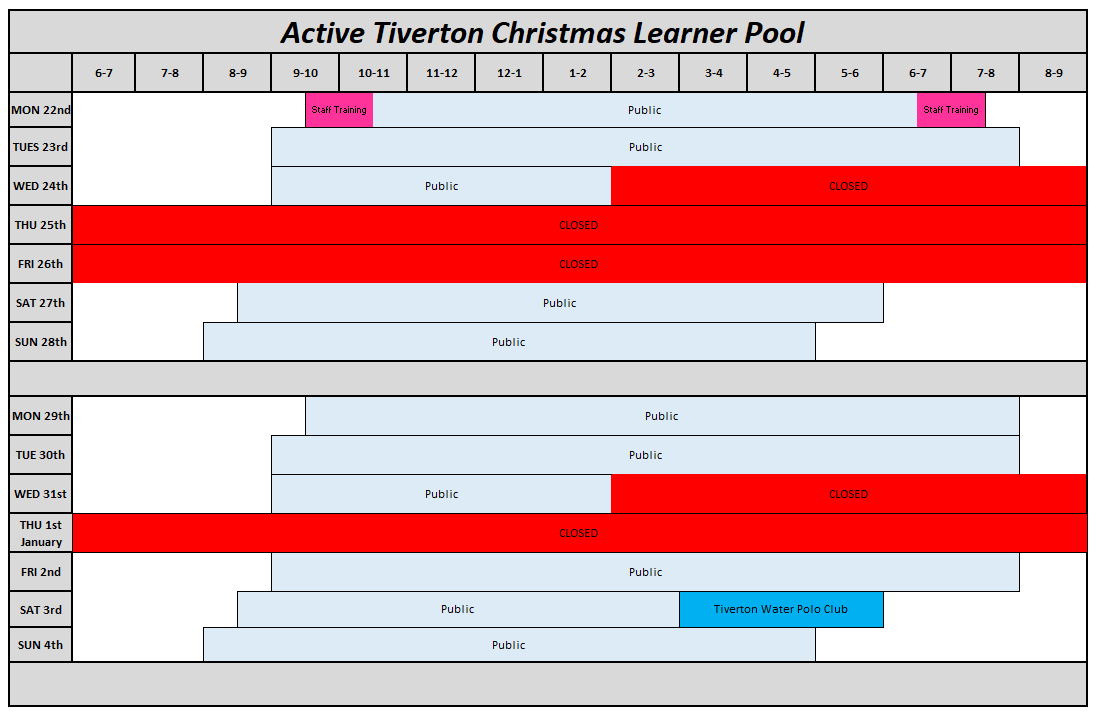 Active Tiverton - Pool Timetable - Active Mid Devon