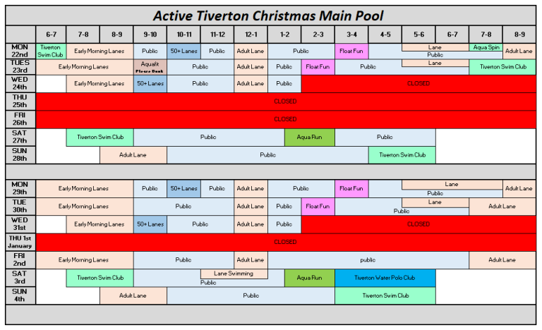 Active Tiverton - Pool Timetable - Active Mid Devon