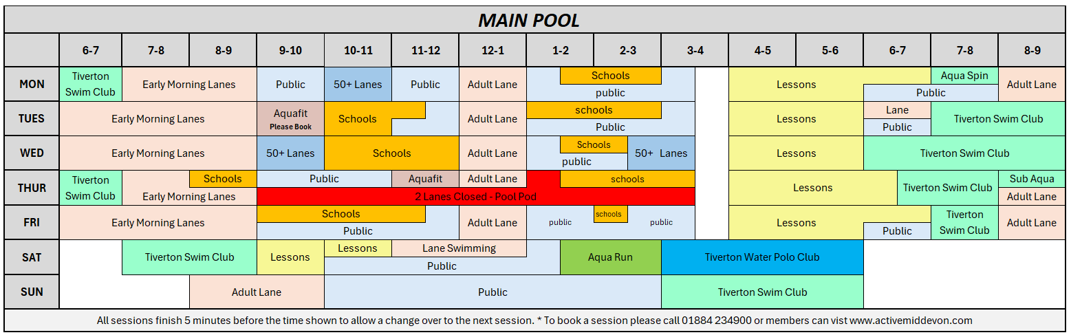 Active Tiverton - Pool Timetable - Active Mid Devon