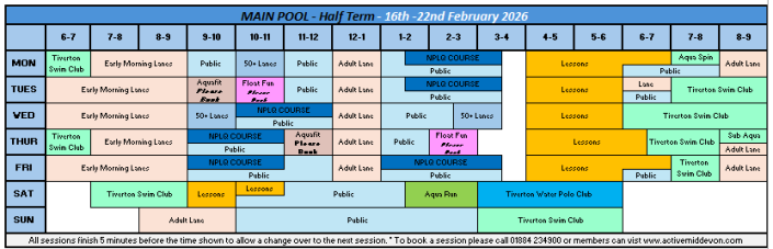 Active Tiverton - Pool Timetable - Active Mid Devon
