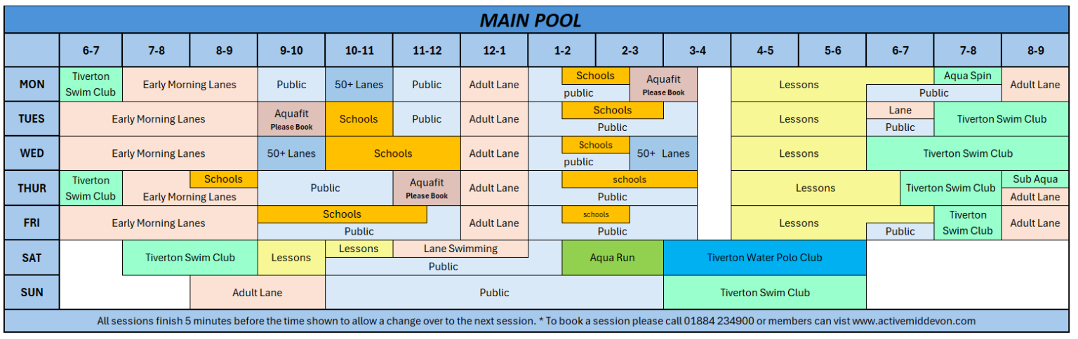 Active Tiverton - Pool Timetable - Active Mid Devon