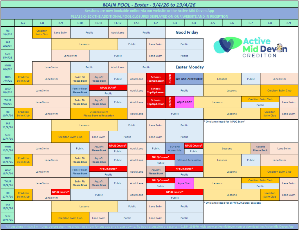 Active Crediton - Pool Timetable - Active Mid Devon