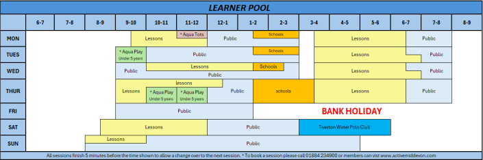 Active Tiverton - Pool Timetable - Active Mid Devon